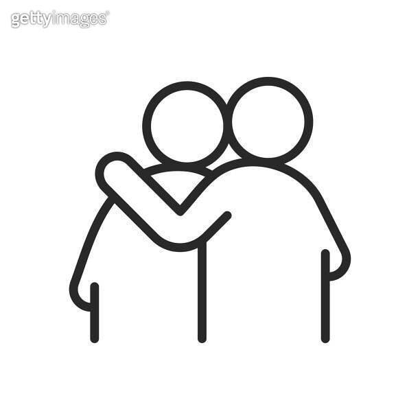 Empathy Icon. Vector Outline Editable Isolated Sign of Two People, One ...