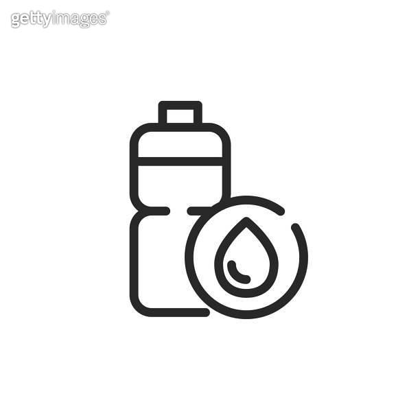 Drinking Water Icon. Vector Outline Editable Illustration of Drinking ...