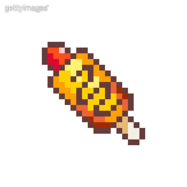 Pixel Art Corn Dog. Retro 8 bit Style Street Fast Food Classic Corn Dog ...