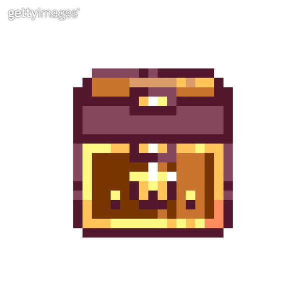 Pixel Art Chest Icon. 8bit Retro Game Treasure Trophy Chest Sticker ...