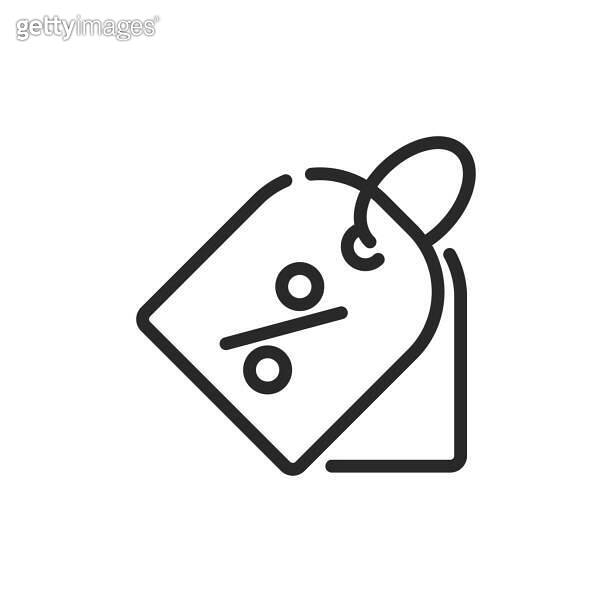 Sale Label Icon. Vector Linear Editable Sign of Discounted Tags and ...