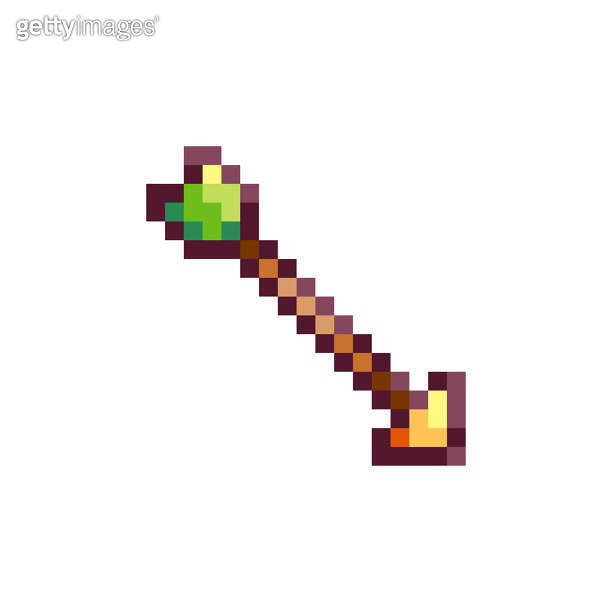 Pixel Art Arrow Icon. 8bit Retro Game Archer Ammunition Arrow Sticker ...
