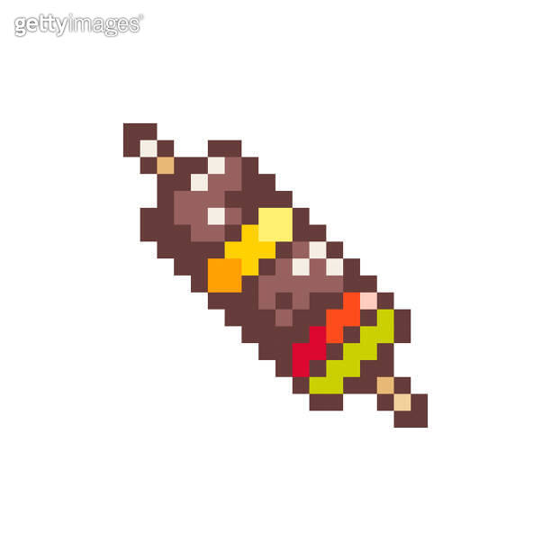 Pixel Art Meat On a Stick. Retro 8 bit Style Street Food Meat Skewers ...