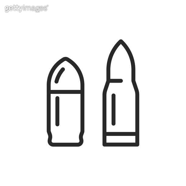 Rifle Bullets Ammo Icon. Vector Linear Illustration of Firearm ...