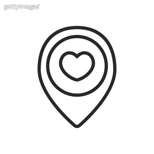 Love Location Pin Icon - Heart Map Marker for Romantic Destinations ...