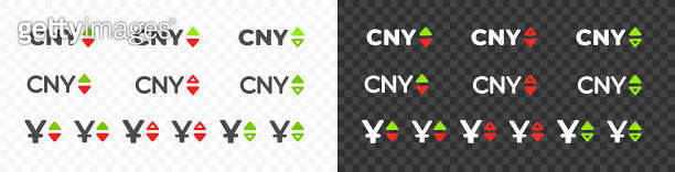 Chinese yuan, CNY with up and down arrow currency exchange rate vector ...