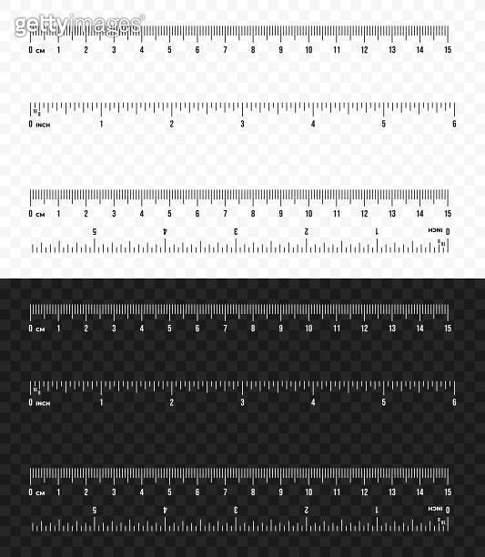 Set of ruler scale 15 cm and 6 inch vector design. Centimeter and inch ...