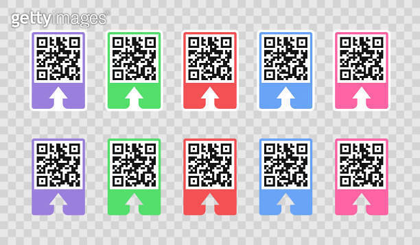 Set of vector frames with an arrow pointing to the qr code vector ...