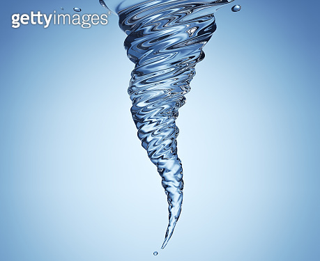 Blue water whirlwind, tornado, twister, Liquid splash, 3d rendering ...