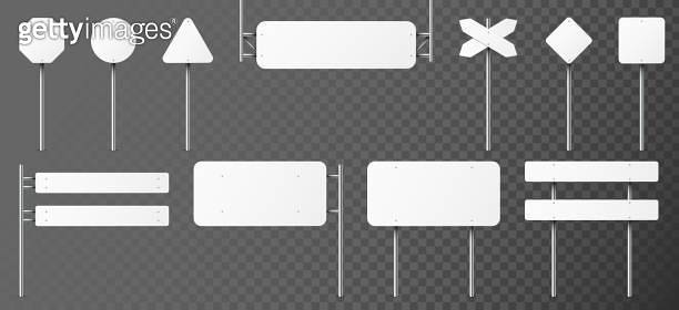 Realistic white traffic signs set isolated on transparent background ...