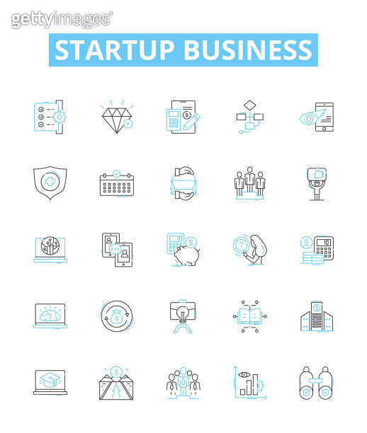 Startup business vector line icons set. Venture, Launch, Incubate, Fund ...