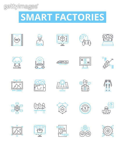 Smart factories vector line icons set. Smart, Factories, Industry ...