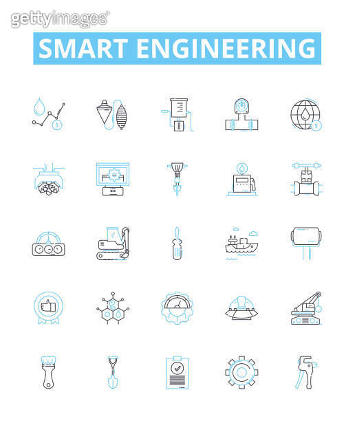 Smart engineering vector line icons set. engineer, smart, engineering ...