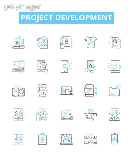 Project development vector line icons set. Project, Development ...