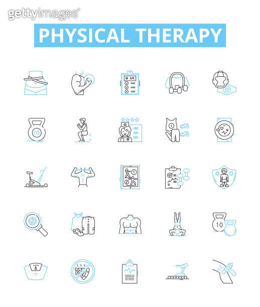 Physical therapy vector line icons set. Physiotherapy, Rehabilitation ...