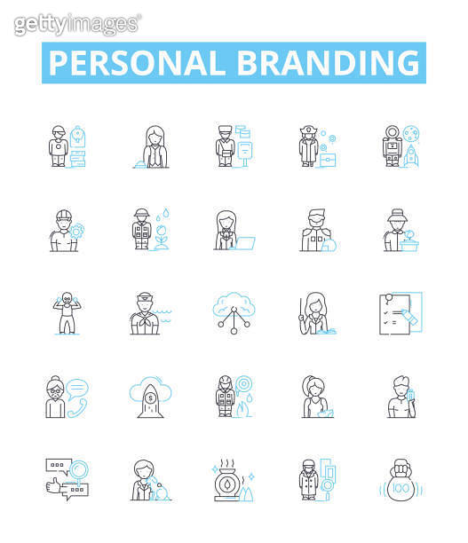 Personal branding vector line icons set. Self-promotion, Networking ...