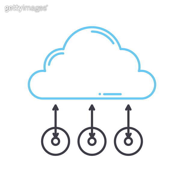 cloud data processing line icon, outline symbol, vector illustration, concept sign 이미지 ...