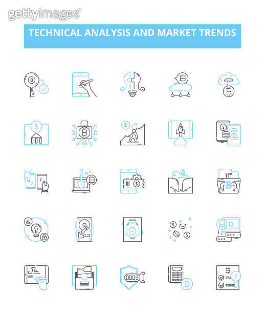 Technical analysis and market trends vector line icons set. Technical ...