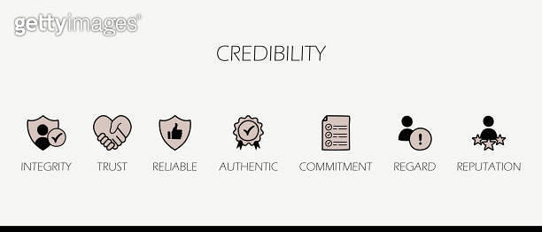 hand drawn credibility icon infographic symbol set. banner of ...