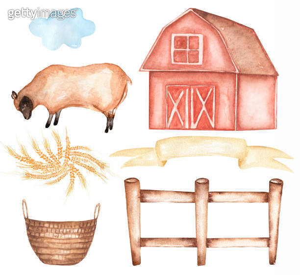 Farm Animals Clipart, Watercolor hand drawn sheep Clip art, Cute ...