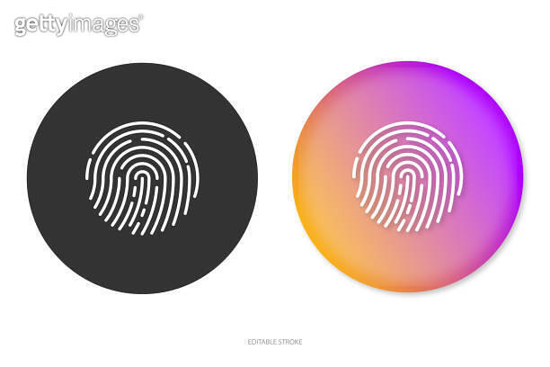 fingerprint digital icon, finger print symbol, thumb biometric scan ...