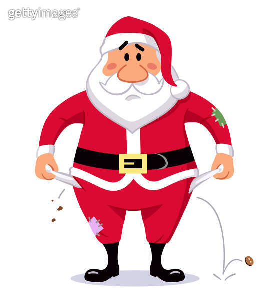 Poor Santa Claus Pulling Out Empty Pockets (1740187905) 일러스트, 무료 일러스트 ...