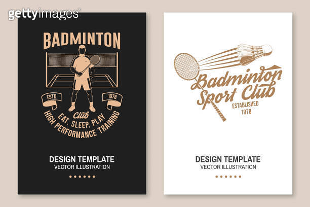 Set of badminton sport vintage flyer, poster design. Vector. Editable ...