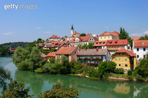 Old Town in Novo Mesto Slovenia with Krka River 이미지 (1725714936) - 게티이미지뱅크