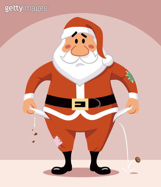 Poor Santa Claus With Empty Pockets (1742268878) 일러스트, 무료 일러스트 - 게티이미지뱅크