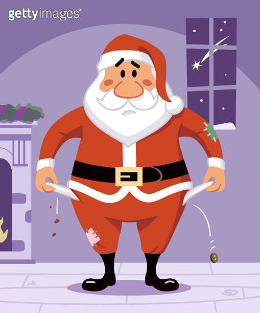 Poor Santa Claus Showing Empty Pockets (1740340263) 일러스트, 무료 일러스트 - 게티이미지뱅크
