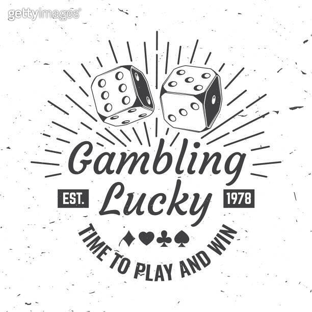 Gambling lucky logo, badge design with two dice silhouette. Time to ...