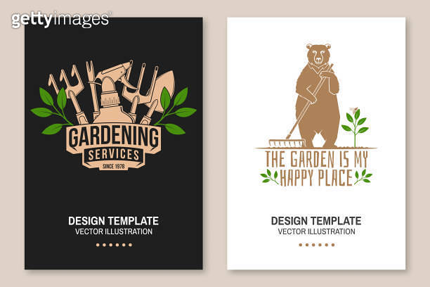 Set of gardening and yard work services poster, banner. Vector ...