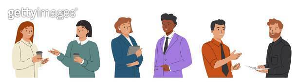 Set of multiethnic people talking or speaking. Collection of chatting ...