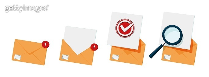 Yellow open mail envelope icon with new message marker isolated on ...