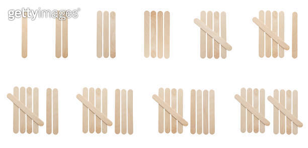 1 to 10 tally marks symbol made from wooden popsicles stick isolated on ...