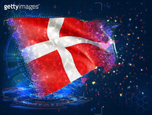 Denmark, vector flag, virtual abstract 3D object from triangular ...