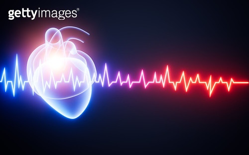 Human heart beat rate line and cardiogram pulse heartbeat, 3d rendering ...