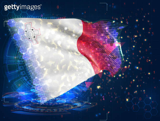Malta, vector flag, virtual abstract 3D object from triangular polygons ...