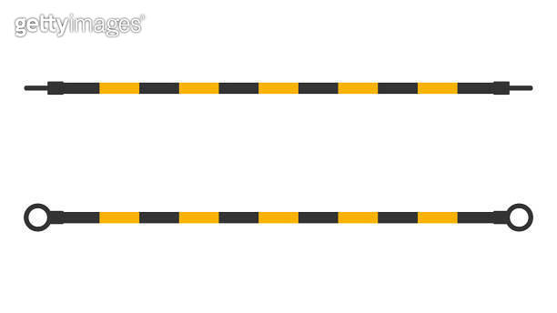 Vector illustration of yellow and black bars connecting safety cones ...