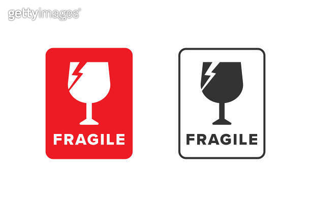 Fragile icon sign red color vector design 이미지 (1507297800) - 게티이미지뱅크