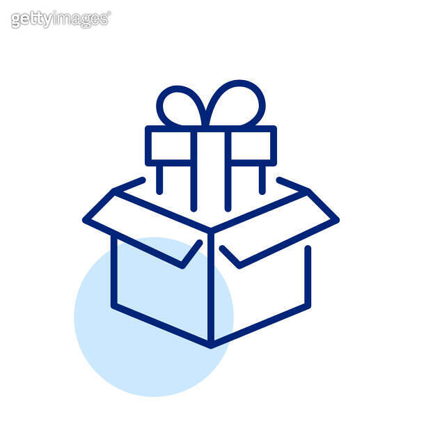 Unpacking a parcel. Gift in a cardboard box. Holiday surprise. Pixel ...