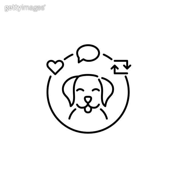 Dog social media avatar with like, message and repost symbols. Pixel ...