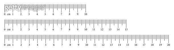 Collection measuring charts with 10,15, 20 centimeters. Length ...