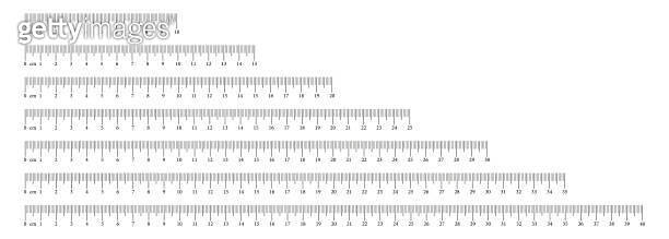 Collection measuring charts with 10,15, 20, 25, 30, 35, 40 centimeters ...