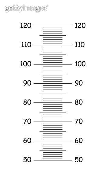 Stadiometer scale. Kids height chart growth sticker from 50 to 120 ...