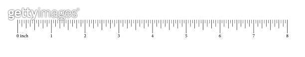 Ruler 8 inch scale. Horizontal measuring chart with markup und numbers ...