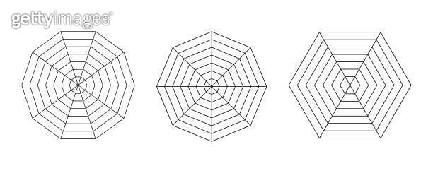 Radar, spider diagram templates. Polygon graphs. Spider mesh. Diagram ...