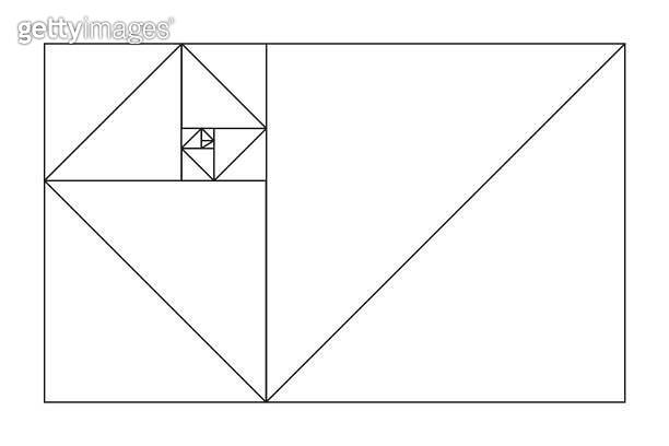 Golden ratio template. Fibonacci array, numbers. Method golden section ...