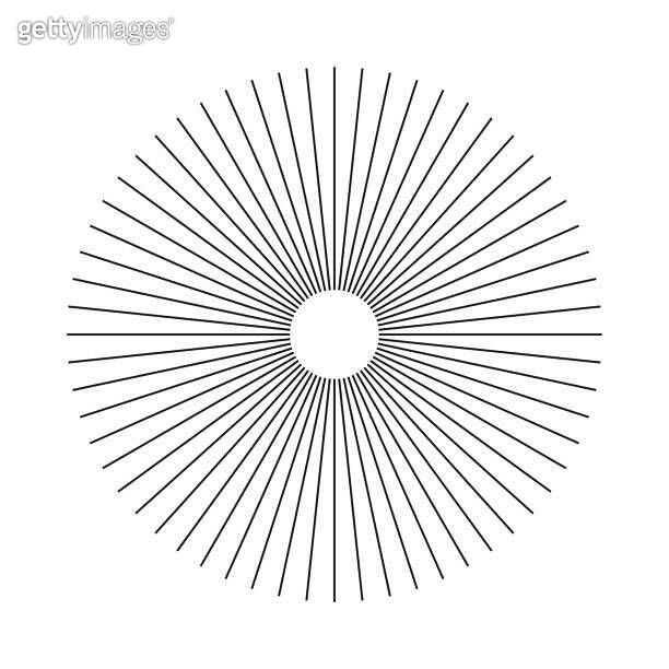 Radial circle lines. Circular lines element. Outlined symbol of Sun ...