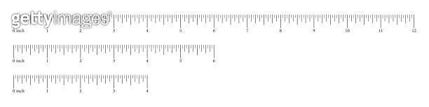 Set of inch rulers measurement tools with numbers scale. Collection ...